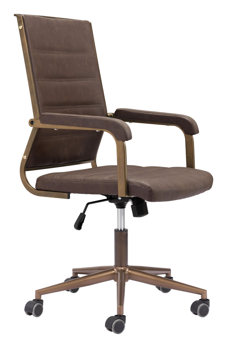 Computer Desk | Plush Vintage Espresso and Bronze Office Chair ...
