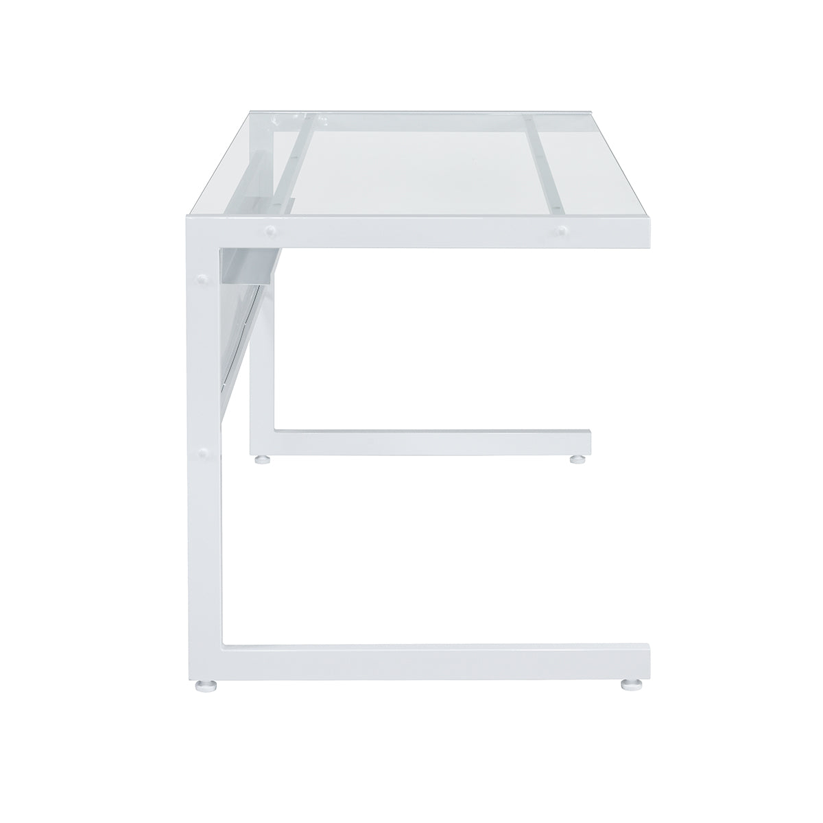 Computer Desk | White & Glass 50" Modular C-Desk by Euro Style ...