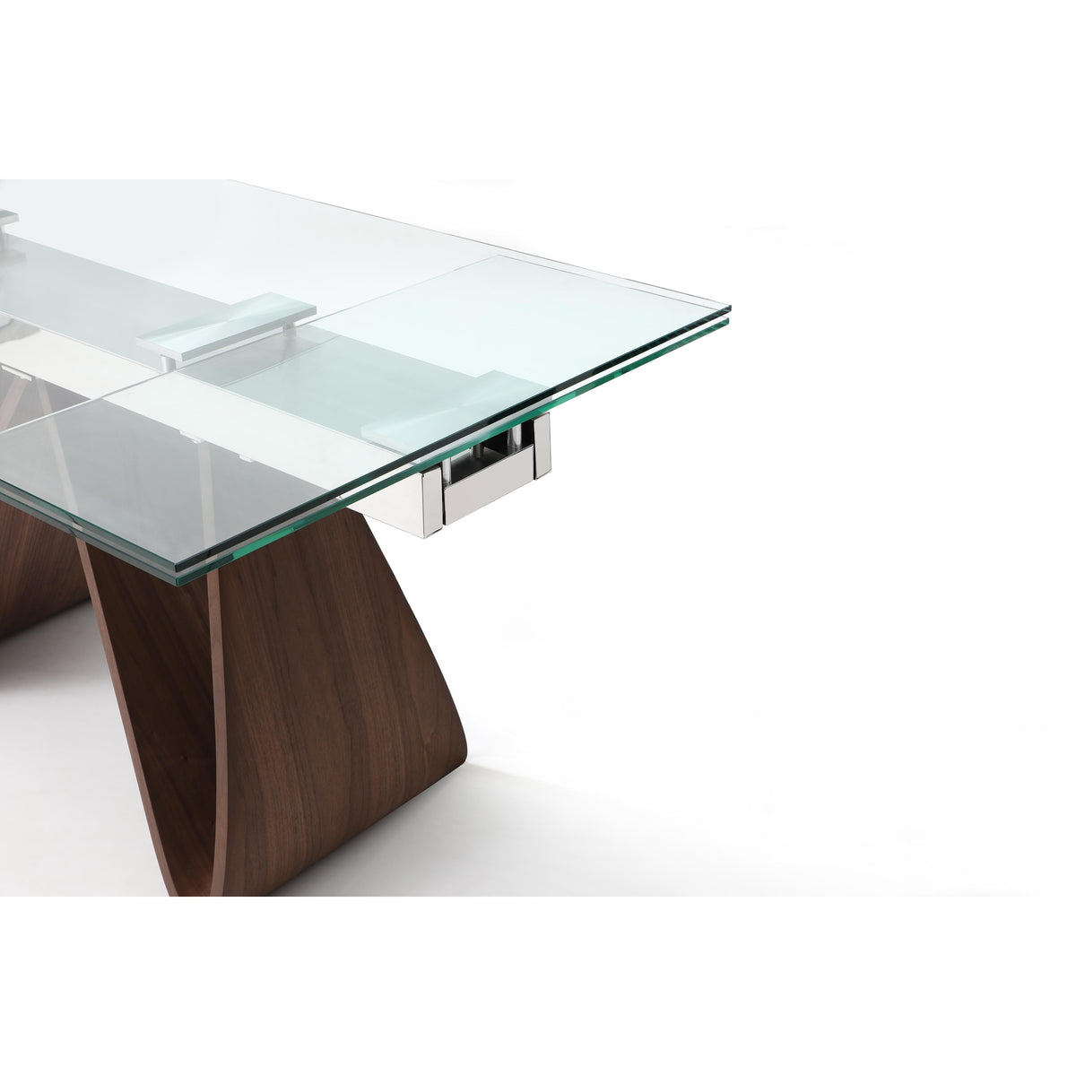 Computer Desk | Glass Extendable Conference Table with Walnut Base ...