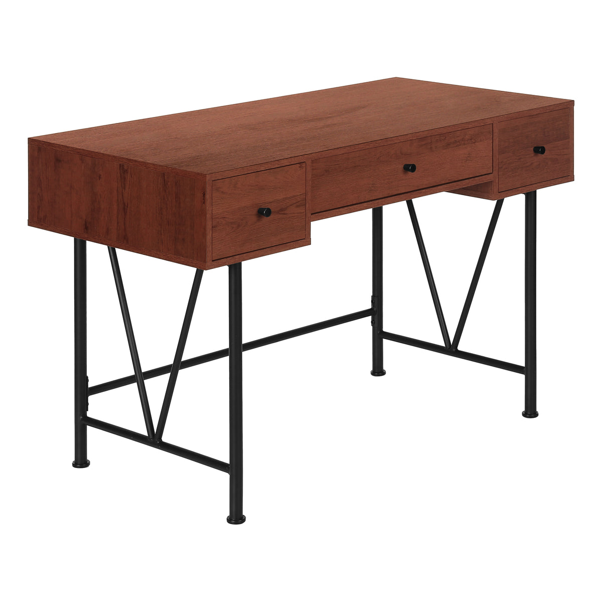 Computer Desk | 47" Cherry Wood Industrial-Style Contemporary Computer ...