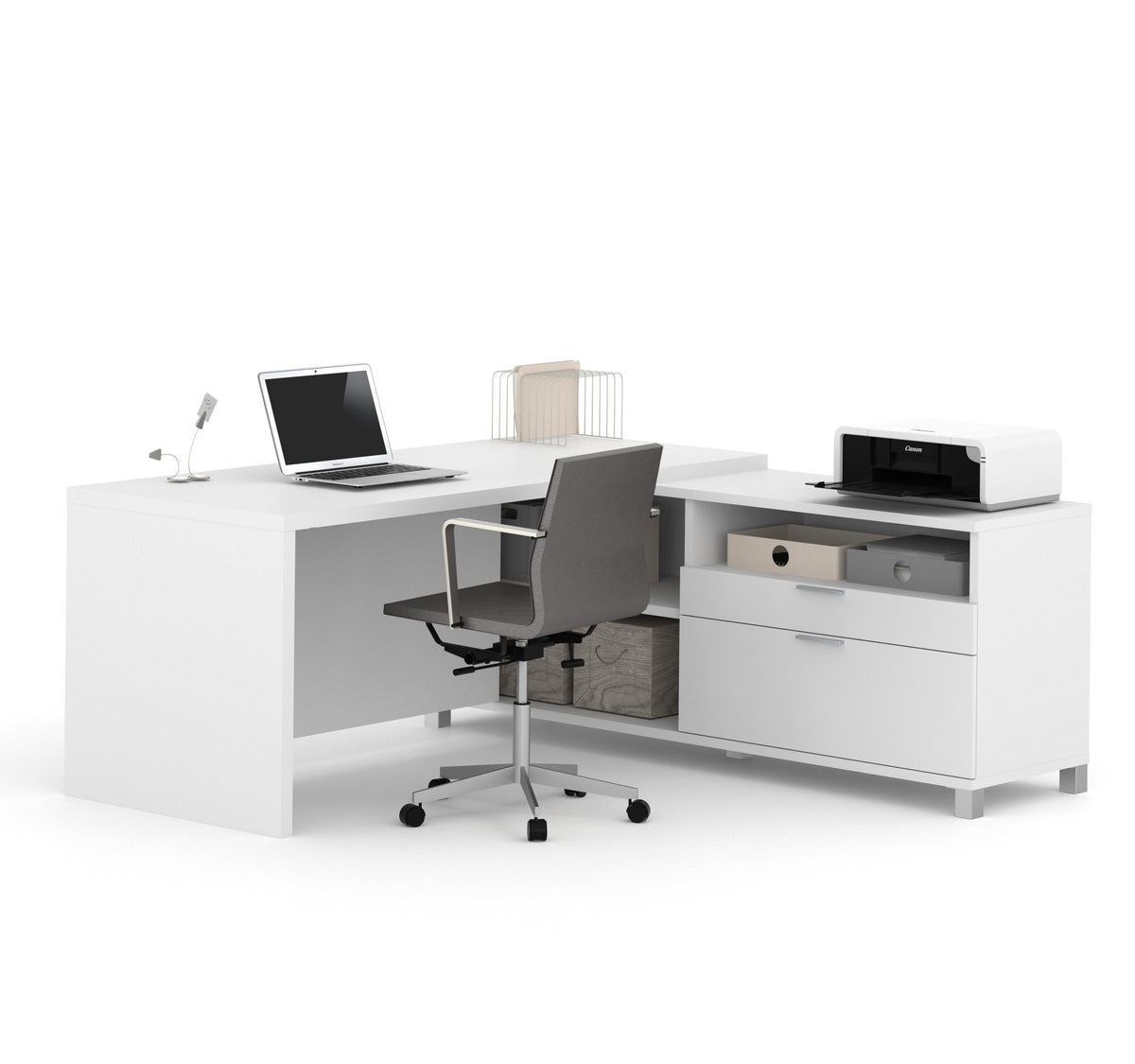 Premium Modern L-shaped Desk in White – ComputerDesk.com