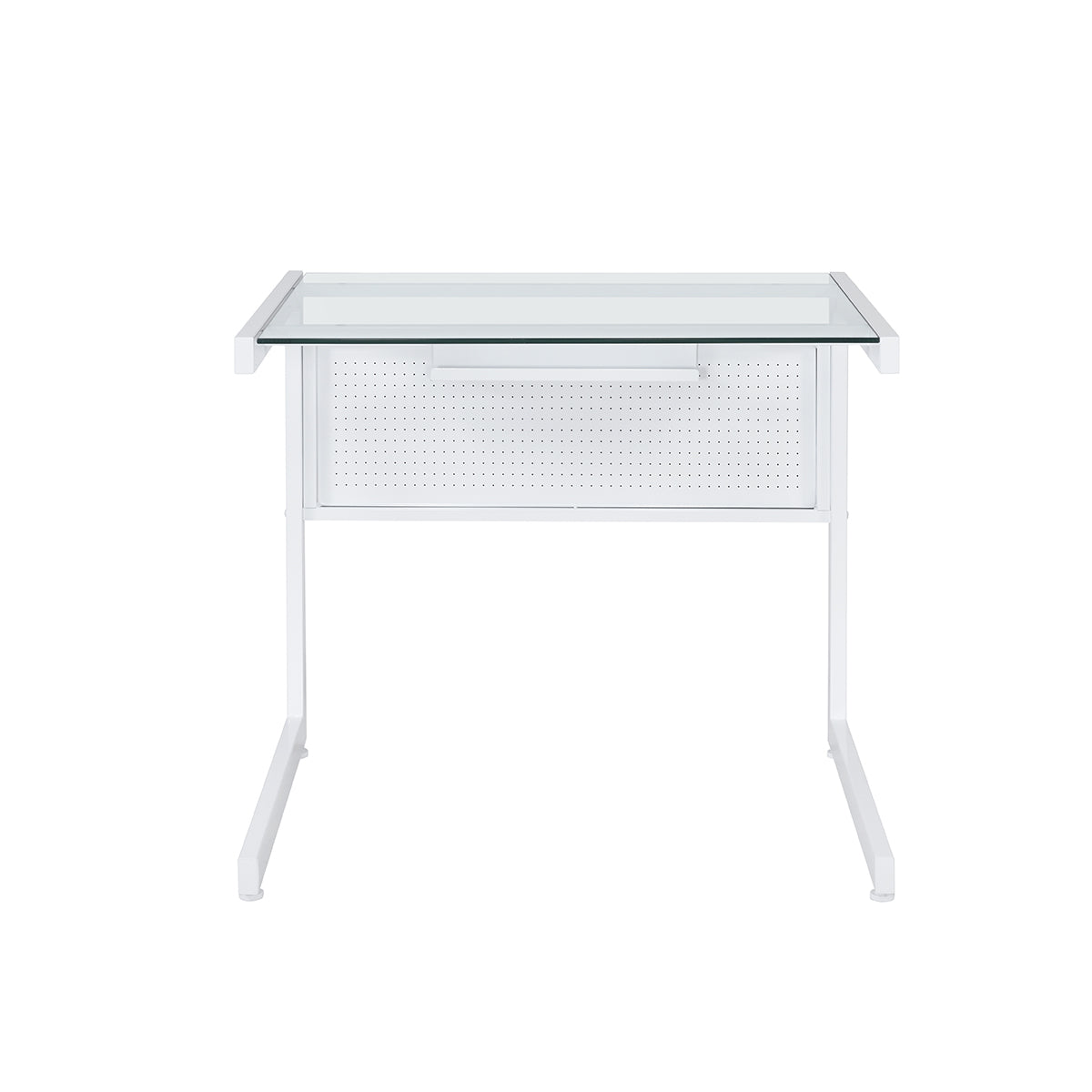 Computer Desk | C-Shaped 34" White & Glass Desk by Euro Style ...