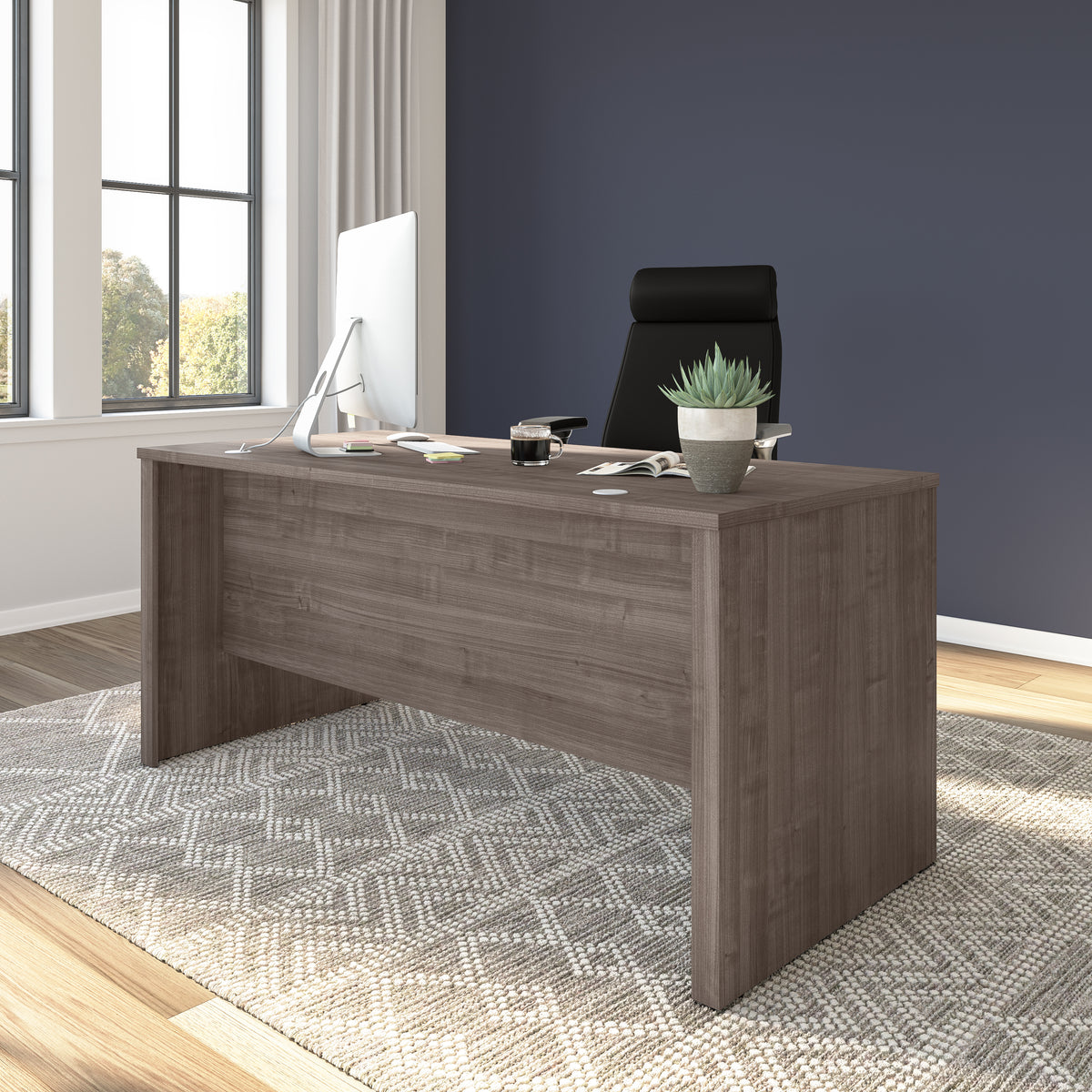 65" Warm Gray Maple Executive Desk by Bestar – ComputerDesk.com
