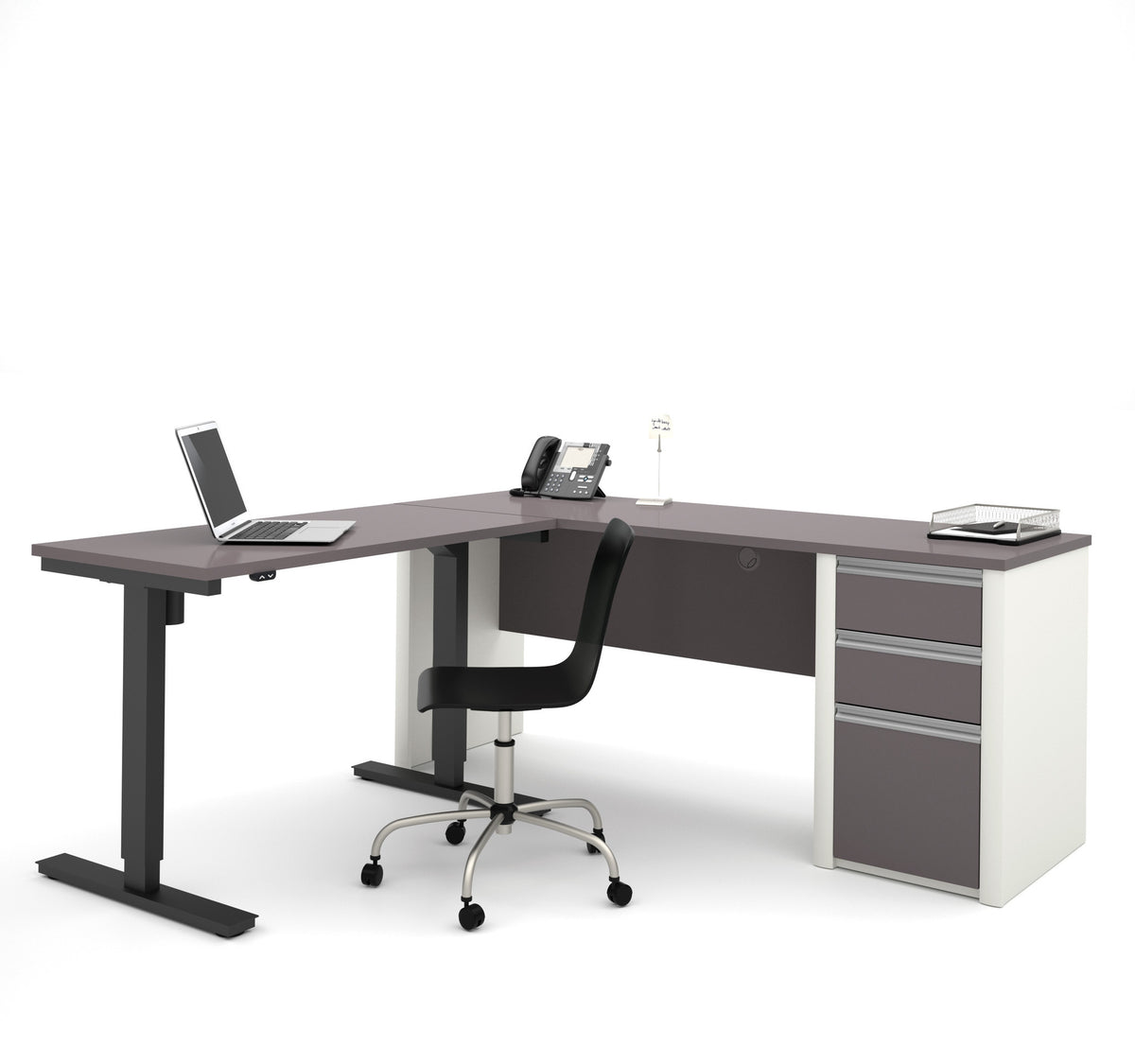 Modern Slate & Sandstone Office Desk with Included Height Adjustable D ...