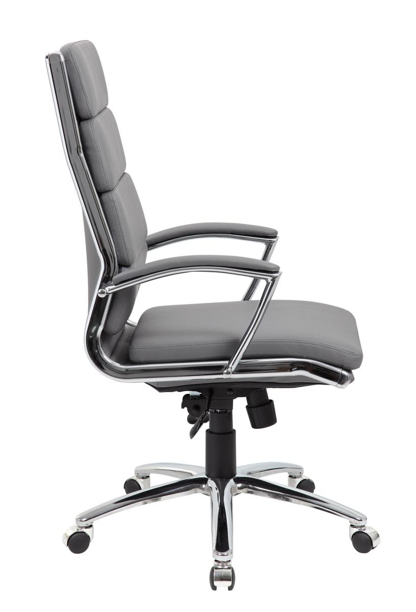 Stylish Padded Grey Faux Leather & Chrome Office Chair – ComputerDesk.com