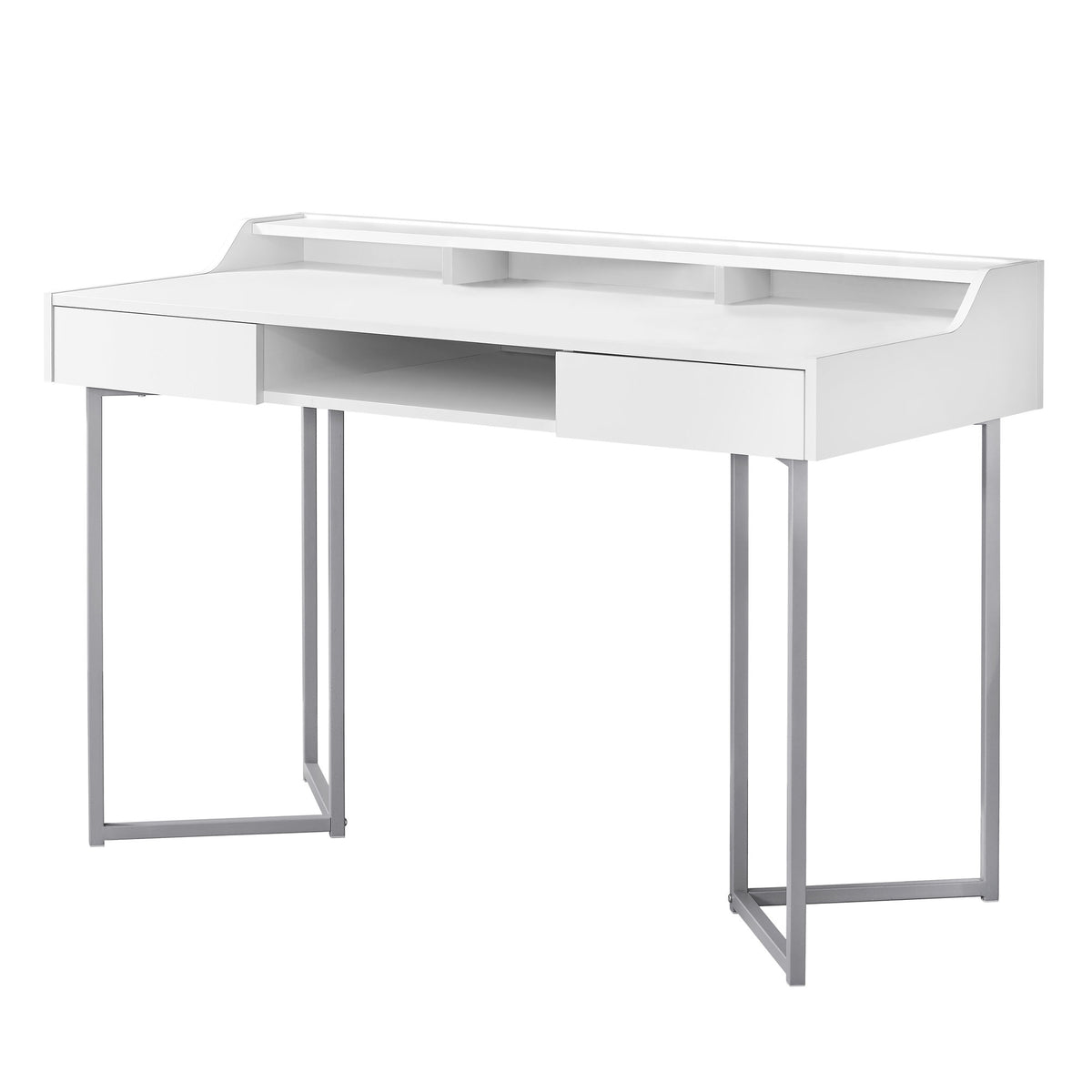 Compact 48" White & Silver Metal Office Desk – ComputerDesk.com