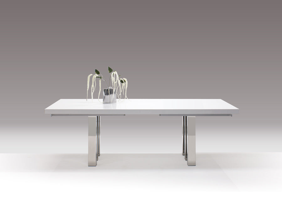 94" - 134" Modern White Lacquer & Chrome Conference Table ...