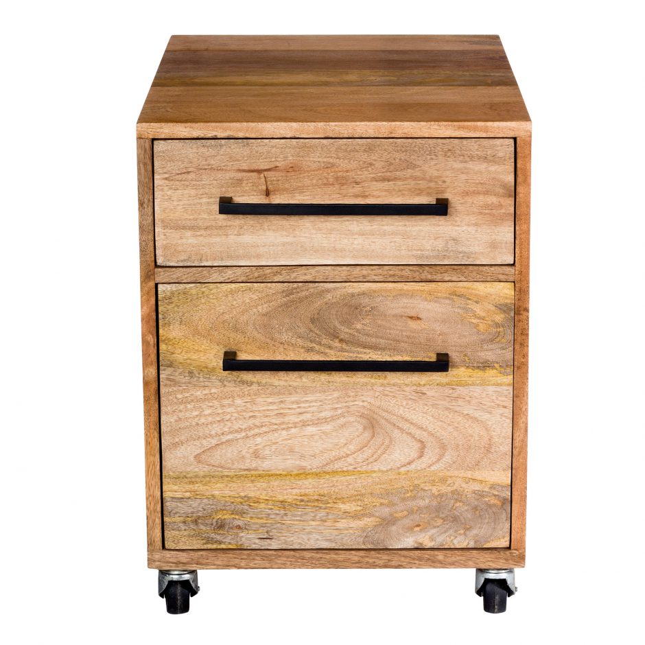 Solid Mango Wood Mobile File Cabinet with Two Drawers – ComputerDesk.com