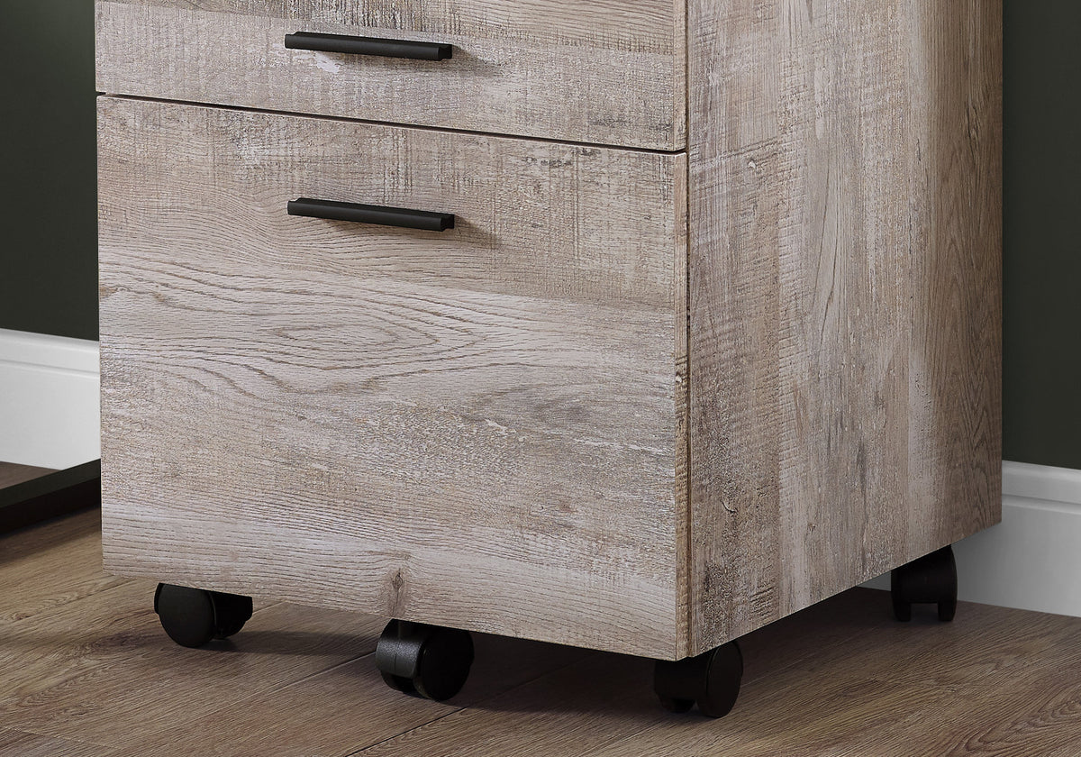 Taupe Woodgrain Filing Cabinet w/ 3 Drawers – ComputerDesk.com